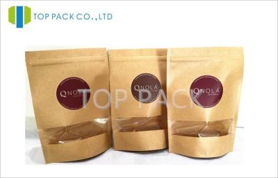 Cina L'abitudine di Brown ha stampato la carta kraft Sta sulla chiara chiusura lampo del cioccolato della finestra della borsa in vendita