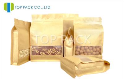 Cina Brown sta sui pistacchi della finestra della radura del fondo piatto della borsa della carta kraft della chiusura lampo in vendita