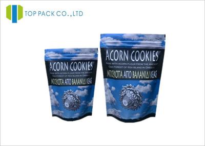 Cina La stagnola opaca blu sta sulla chiusura lampo risigillabile 250g dei sacchetti per l'imballaggio dei biscotti in vendita