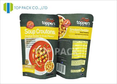 Cina Flessibile superiore d'imballaggio della serratura dello zip di Doypack delle borse laminato stagnola dei crostini della minestra in vendita