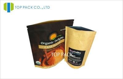 中国 250g コーヒー豆のクラフト紙は 1 つの方法弁が付いているジップ ロック式袋を立てます 販売のため