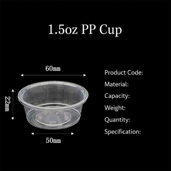 Quality Leak Resistant 1.5oz Transparent PP Food Cup For Condiment Dessert Portion Control for sale