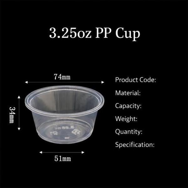 Quality Food Grade PP Round Container 3.25oz Stackable Clear PP Cup Sauce Jelly Packaging for sale