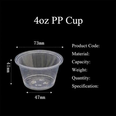 China 4oz Polypropylene Food Storage Container Clear Plastic Food Container for Jelly Sauce for sale