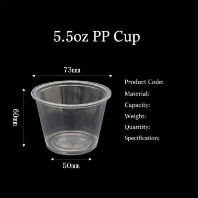 China Eco Friendly 5.5oz PP Plastic Containers Food Grade Plastic Container For Sauce Dessert for sale