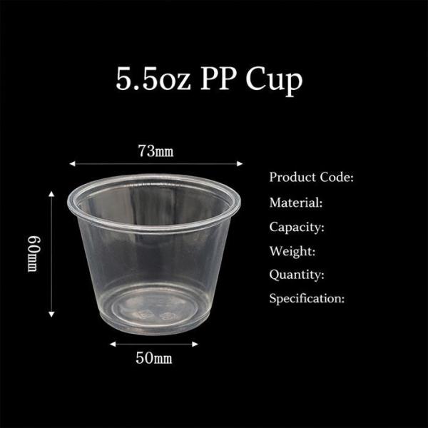 Quality Eco Friendly 5.5oz PP Plastic Containers Food Grade Plastic Container For Sauce Dessert for sale