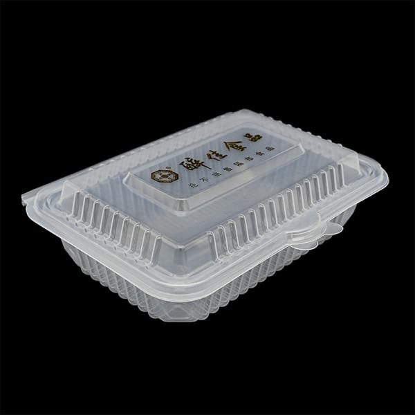 Quality 750ml Clear Hinged Lid PP Plastic Food Container Rectangular Shape For Ready Meals for sale