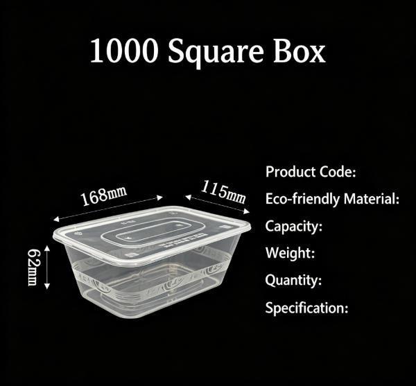Quality 1000ml PP Rectangular Container Food Grade Rectangular Lunch Box For Ready Meals for sale