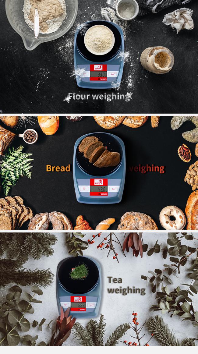 Home stainless steel 5kg/0.01g Balance Weighing Digital Kitchen food scale Gray Color LCD OEM  Power Battery