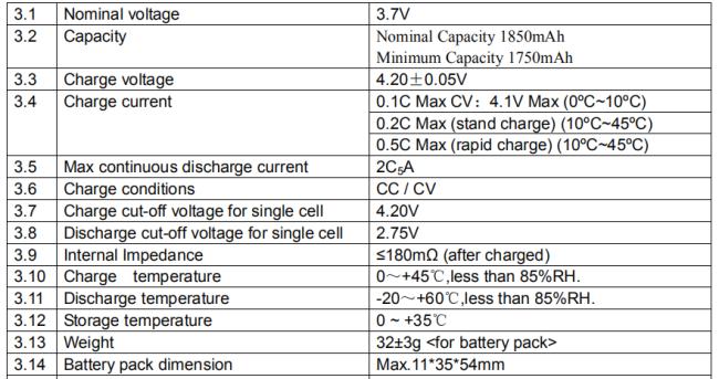BAKTH-103450P-1S1P battery pack front view