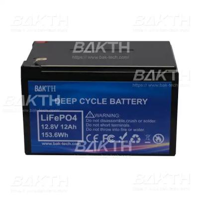 China Environmentally Friendly Deep Cycle Battery BAKTH LiFePO4 12.8V 12Ah 153.6Wh for sale