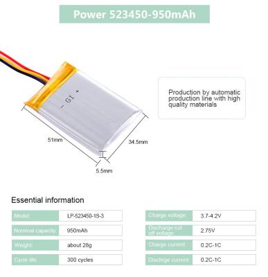 China 3.7V 1700mAh Rechargeable Li Ion Battery Lithium Polymer Cell 103450AR2 For Notebook for sale