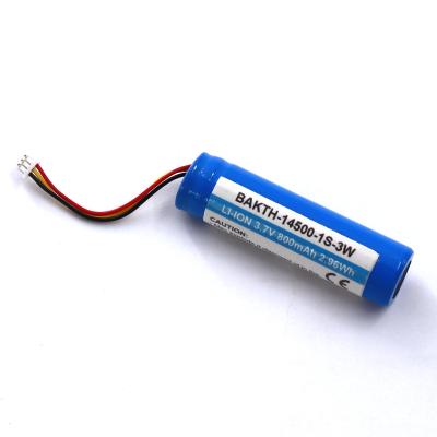 中国 フィッシュライト用 BAKTH-14500-1S-3W 3.7V 800mAh 充電式リチウムイオン電池、リード線付き 販売のため