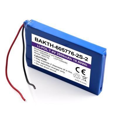 China Factory Hot Sales Battery BAKTH-605776P-2S-2 2500mah 7.4v Rechargeable Li-pol Battery for sale