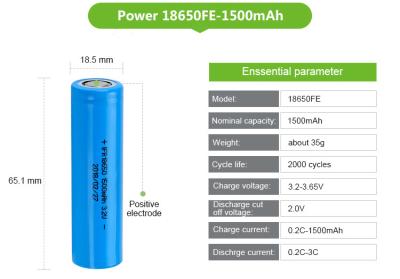 China 18650E Rechargeable Lithium Batteries IFR Lifepo4 Battery 3.2 V 1500mah For Electric Skateboard for sale