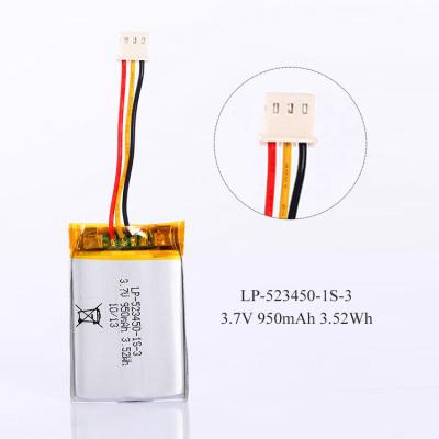 Cina Apparecchiature elettroniche per ufficio Utilizzare batteria ricaricabile a lipolo LP-523450-1S-3 3.7V 950Mah batteria al litio polimerico in vendita