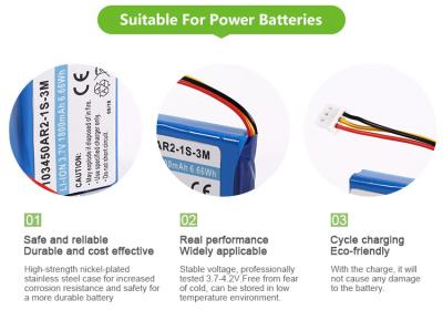 China Led Flash Light IOT Lithium Battery Pack BAKTH-103450AR2-1S-3M 3.7V 1800mAh Real Capacity Li Ion Batteries for sale