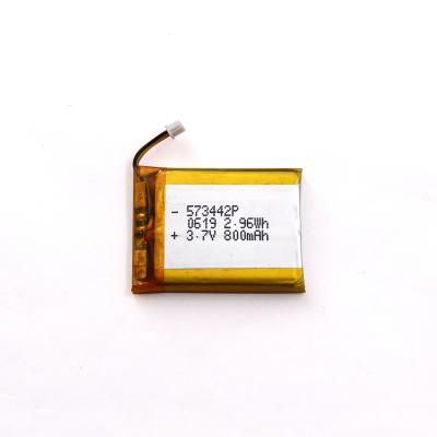 China 3.7V 800mAh LP-573442-1S1P-3 Rechargeable Lithium Polymer Batteries Pack for LED Lights Lithium Ion Batteries for sale