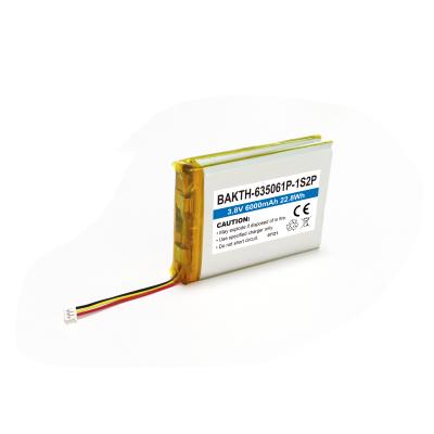 China Batería de polímero de li de 6000 mAh Celda 635061P 1S2P 3.8V Batería recargable de polímero de li en venta
