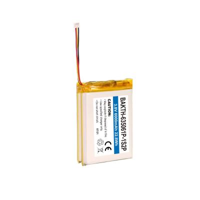 China Batería de polímero de li de 6000 mAh Celda 635061P 1S2P 3.8V Batería recargable de polímero de li en venta