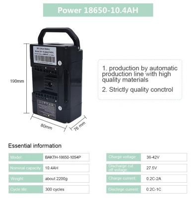 China Customized Deep Cycles 18650 10S4P 36V 10Ah Lithium Ion Battery for Portable Power Station for sale