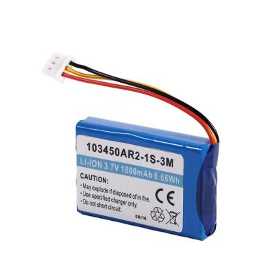 中国 卸売 リチャージ可能な103450AR 3.7V 1800mAh 6.66Wh リチウムイオン電池パック 販売のため