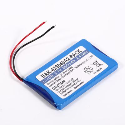 China Electronic Devices Use 423048A2-Pack 3.7v 650mah Real Capacity Lithium Ion Battery Pack for sale