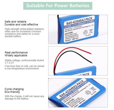China Electronic Devices Use 423048A2-Pack 3.7v 650mah Real Capacity Lithium Ion Battery Pack for sale