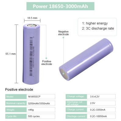 Cina Combinabile 18650CP Cella al litio 3.6V 3400Mah 3350Mah 3250Mah Batteria cilindrica agli ioni di litio in vendita