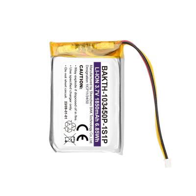 China 3.7V Li Polymer Battery Pack BAKTH-103450P-1S1P 1850mAh Home Rechargeable Battery Pack for sale