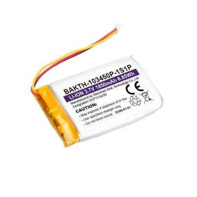 China 3.7V Li Polymer Battery Pack BAKTH-103450P-1S1P 1850mAh Home Rechargeable Battery Pack for sale