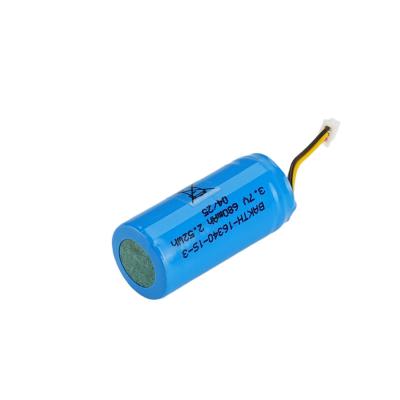 China 3.7v 700mAh Lithium Ion Battery Pack BAKTH 16340 1S 3 Rechargeable Lithium Ion Battery Cells for sale