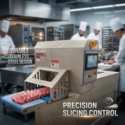 China High Output / Safety CNC Controlled Frozen Meat Slicing Machine For Multifunction Industrial for sale