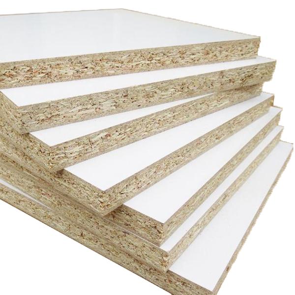 Quality Wholesale Cheap 18mm OSB Flakeboard Melamine Faced Chipboard Wood Door Panel Sheet Finished Surface for Kitchen Cabinets Bedroom for sale