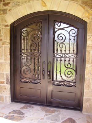 China Arch Top Wrought Iron Door Double Entry Door for sale