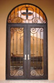 China Wrought Iron Door With Transom for sale
