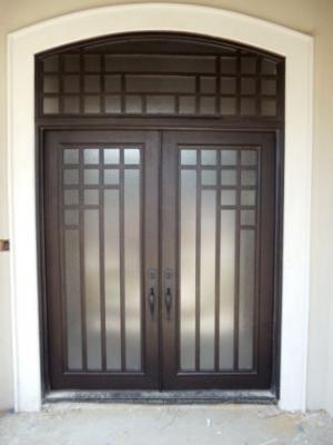 China Customized Iron Doule Door With Eyebrow Top for sale
