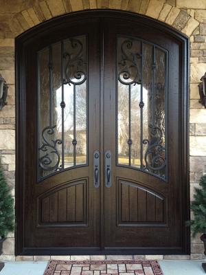 China Arched Top Wrought Iron Double Door for sale