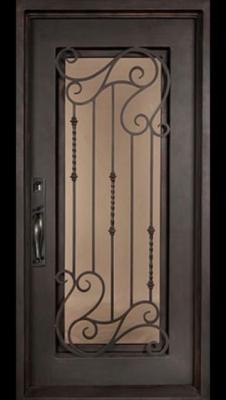 China Medium Copper Finished Wrought Iron Single Door for sale