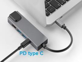 China 5 en 1 tipo C USB 3,0 USB 2,0 del paladio de Ethernet del eje HDMI 4K RJ45 del USB C en venta