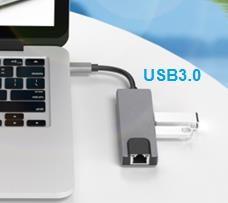 China 5 en 1 tipo C USB 3,0 USB 2,0 del paladio de Ethernet del eje HDMI 4K RJ45 del USB C en venta