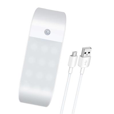 China USB Rechargeable 12 LED PIR Motion Sensor Wardrobe Closet Nightlight Night Lamp For Home Corridor Bathroom for sale