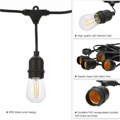 China 48ft 15PCS 24PCS sockets Waterproof Commercial S14 LED Christmas Vintage String Lights for sale