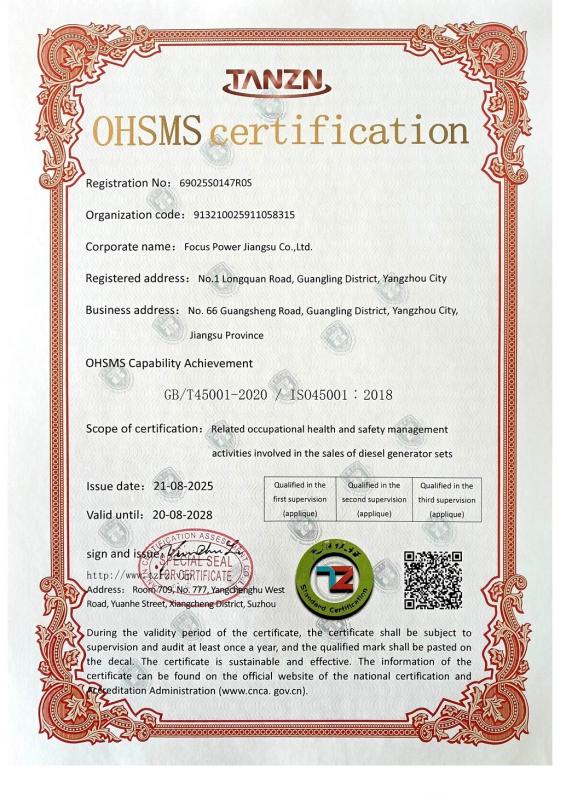 ISO45001 - FOCUS POWER JIANGSU CO.,LTD.