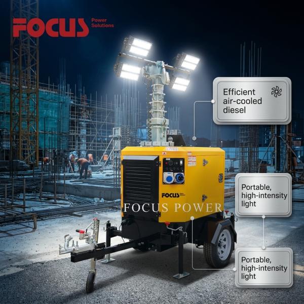 Quality 350w LED Mobile Light Tower 8.2m Height With Air Cooled Diesel Engine for sale