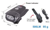 China Waterproof IPX4 Rechargeable Cycle Headlight Cold Resistant 15mm for sale