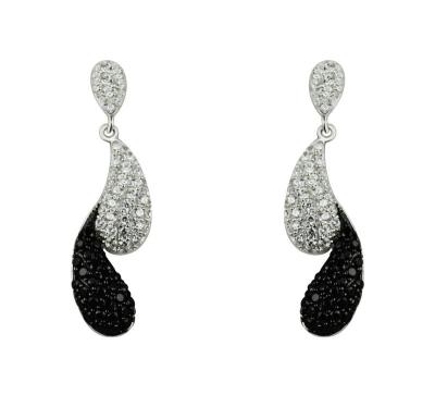 China Black & White Series 925 Sterling Silver Earring For Anniversary , Rhodium Plating IE1104 for sale