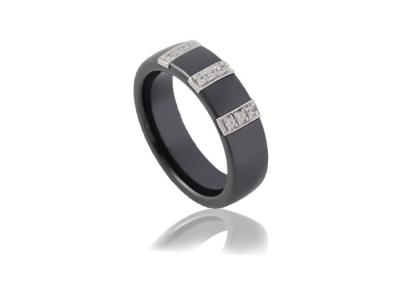 China Fashion White Zircon Rhodium Plated Ceramic Silver Ring For Anniversary , CSR0310 for sale