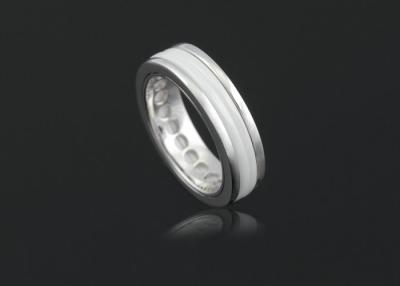 China Anniversary , Engagement White Ceramic Silver Ring For Women # 50 - # 60 CSR0300 for sale