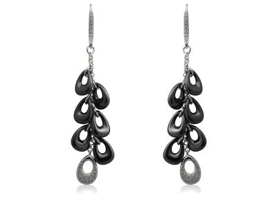 China Black Chandelier Ceramic Earrings With 925 Sterling Silver For Wedding Party , CSE0874 for sale